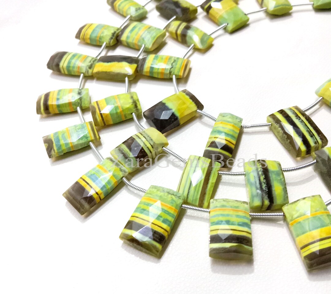 Yellow Boulder Opal Rectangle Beads: Faceted Gemstone Strand - Etsy