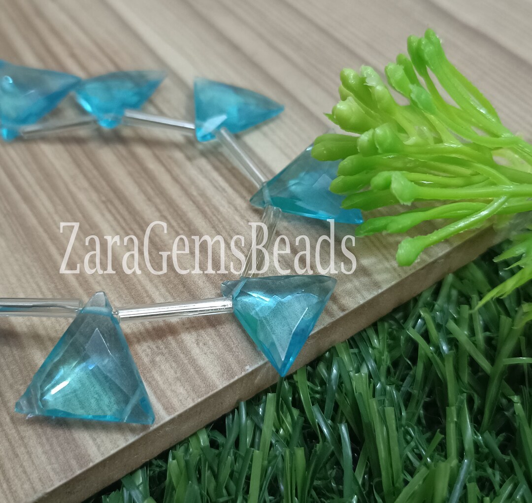 Blue Topaz Triangle Beads: 15mm Faceted Gemstone, 8 Inch Strand - Etsy