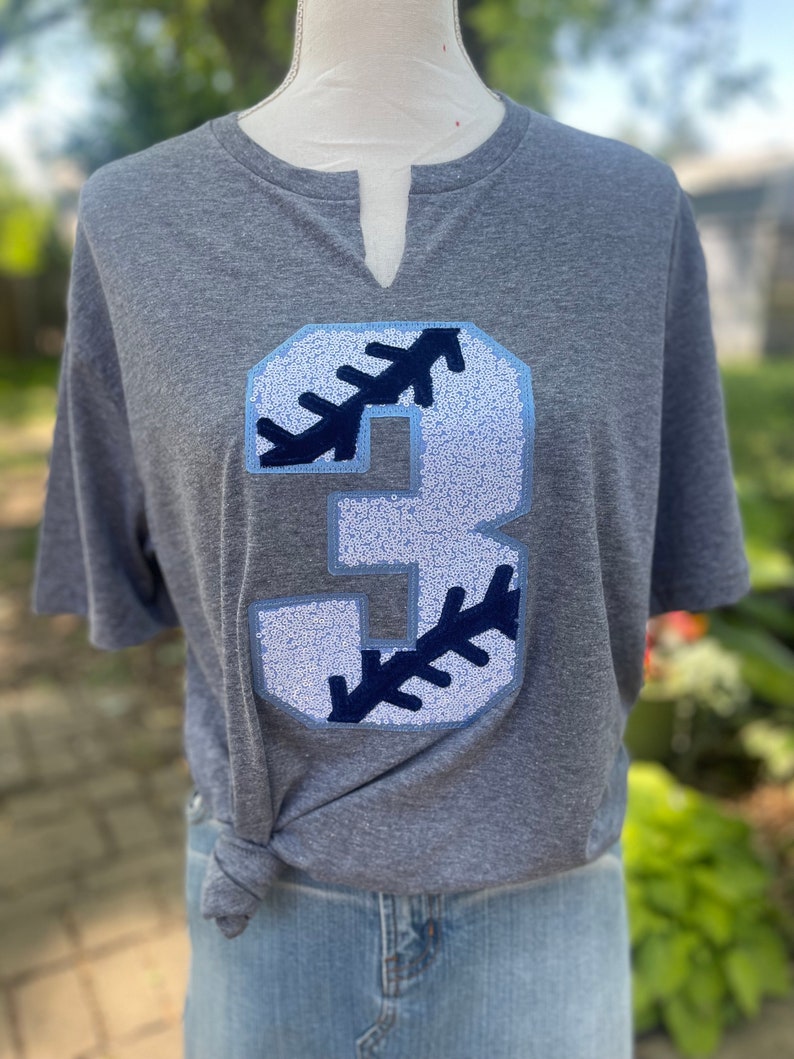Custom Baseball Number Tshirt, Custom Sequin Number Tshirt, Baseball ...