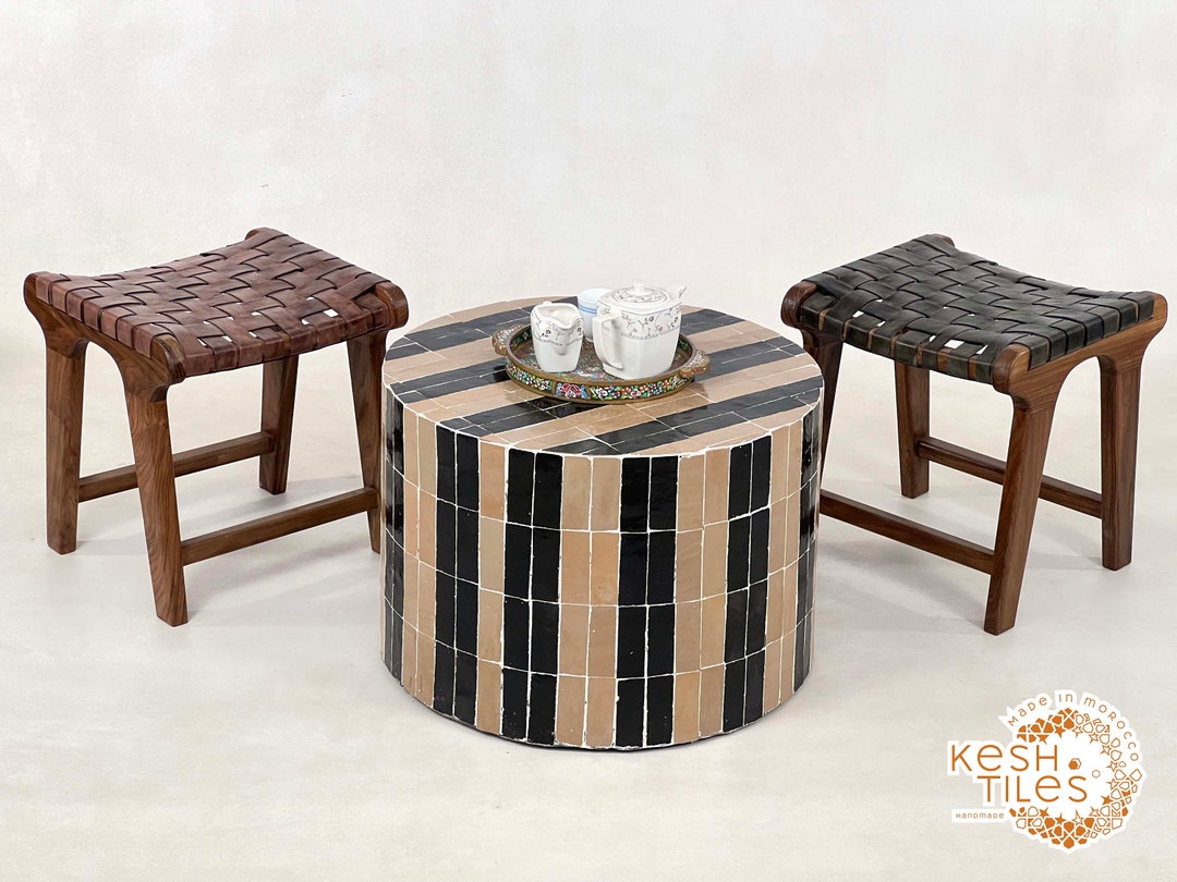 STUNNING HANDMADE Round TABLE, Unique Mosaic Drum Coffee Table ...