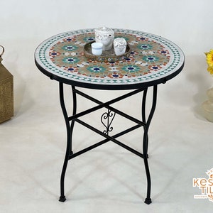 CUSTOMIZABLE MOSAIC TABLE, Handmade Round Colorful Table, Moroccan ...