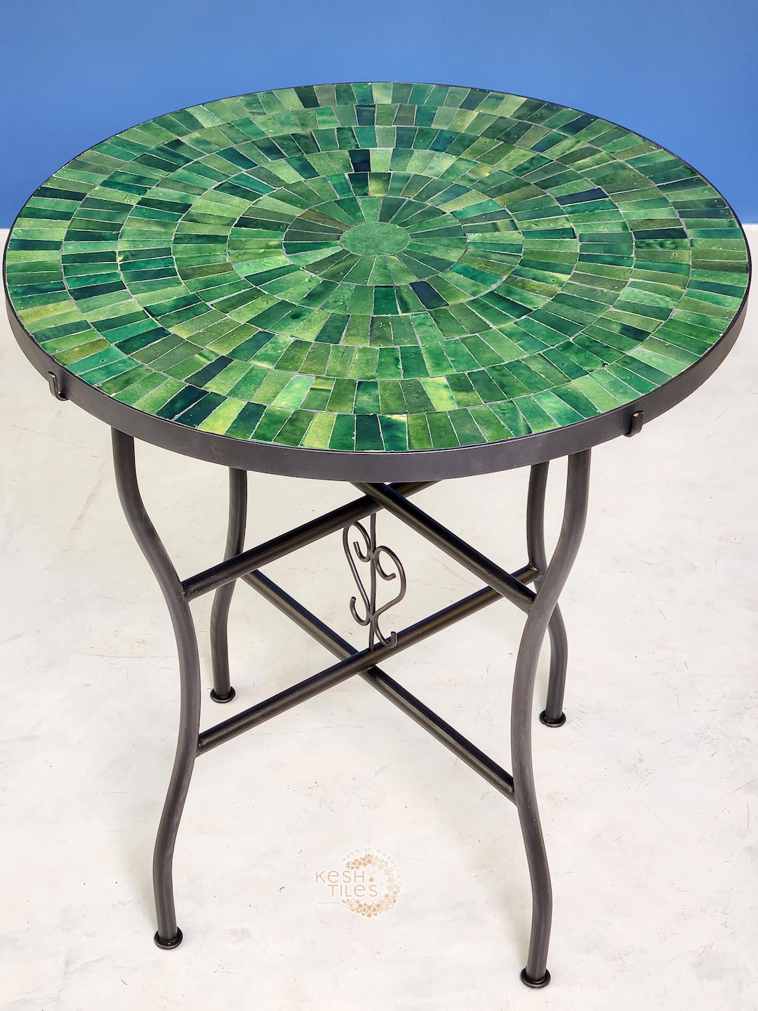 Green Tamegroute Mosaic Table: Andalus Design, Outdoor Patio Table - Etsy