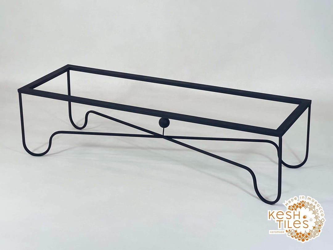 IRON FRAME TABLE - Blackened Table Legs for Marble & Glass Top - Black ...