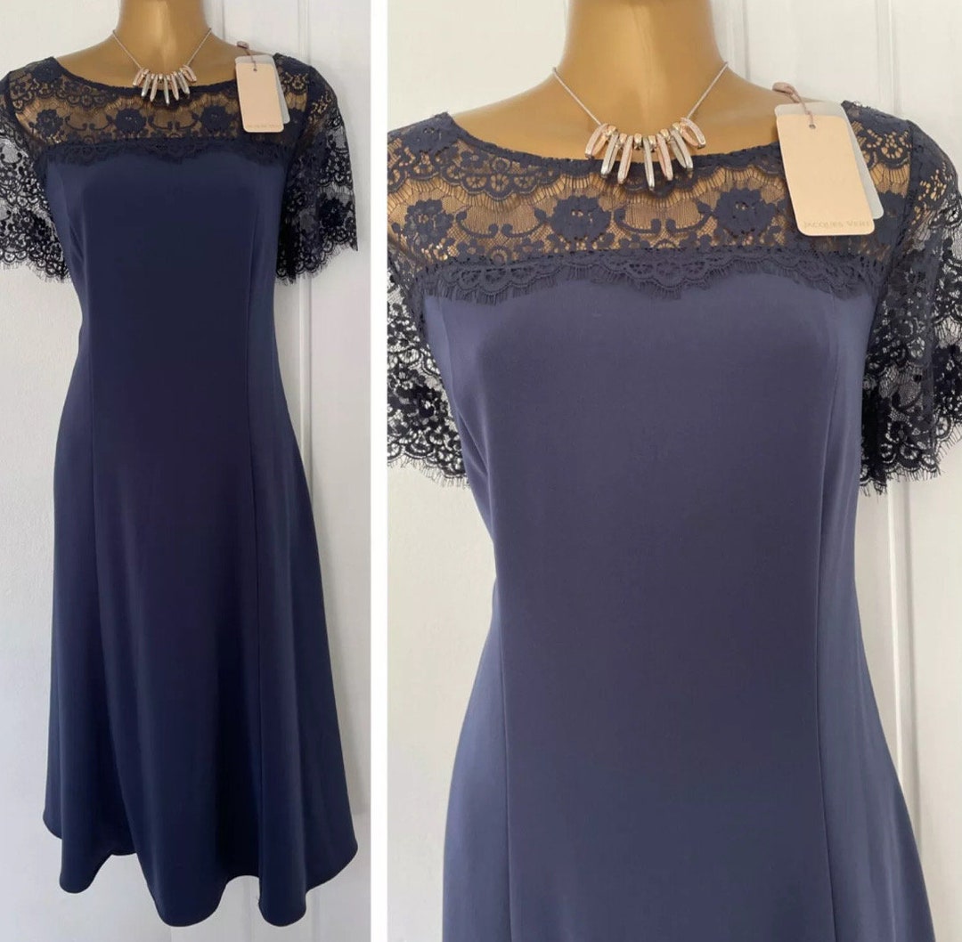 Jacques Vert Dress Size 10 Blue Mother of the Bride Party Occasion ...