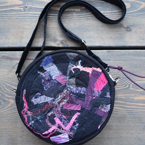 Mini Round Crossbody Bag, Upcycled Circle Purse, Colorful Underarm ...