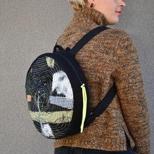 Upcycled Backpack, Sustainable Fabric Backpack, Medium-small Round ...