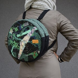 Upcycled Backpack, Sustainable Fabric Backpack, Medium-small Round ...