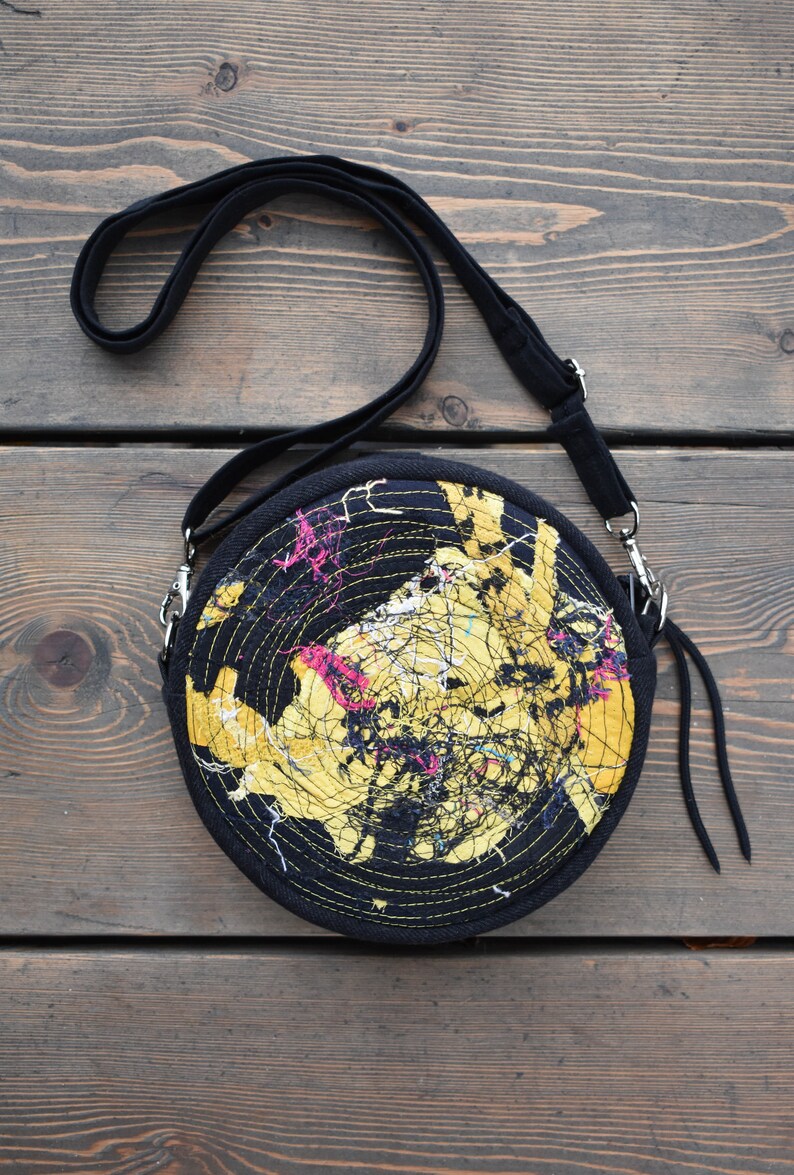 Mini Round Crossbody Bag Upcycled Circle Purse Colorful - Etsy