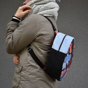 Upcycled Backpack, Sustainable Fabric Backpack, Medium-small Round ...