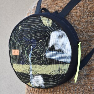 Upcycled Backpack, Sustainable Fabric Backpack, Medium-small Round ...