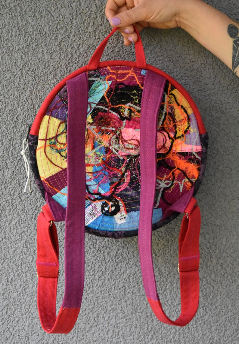 Small Round Recycled Backpack Sustainable Upcycled Fabric - Etsy