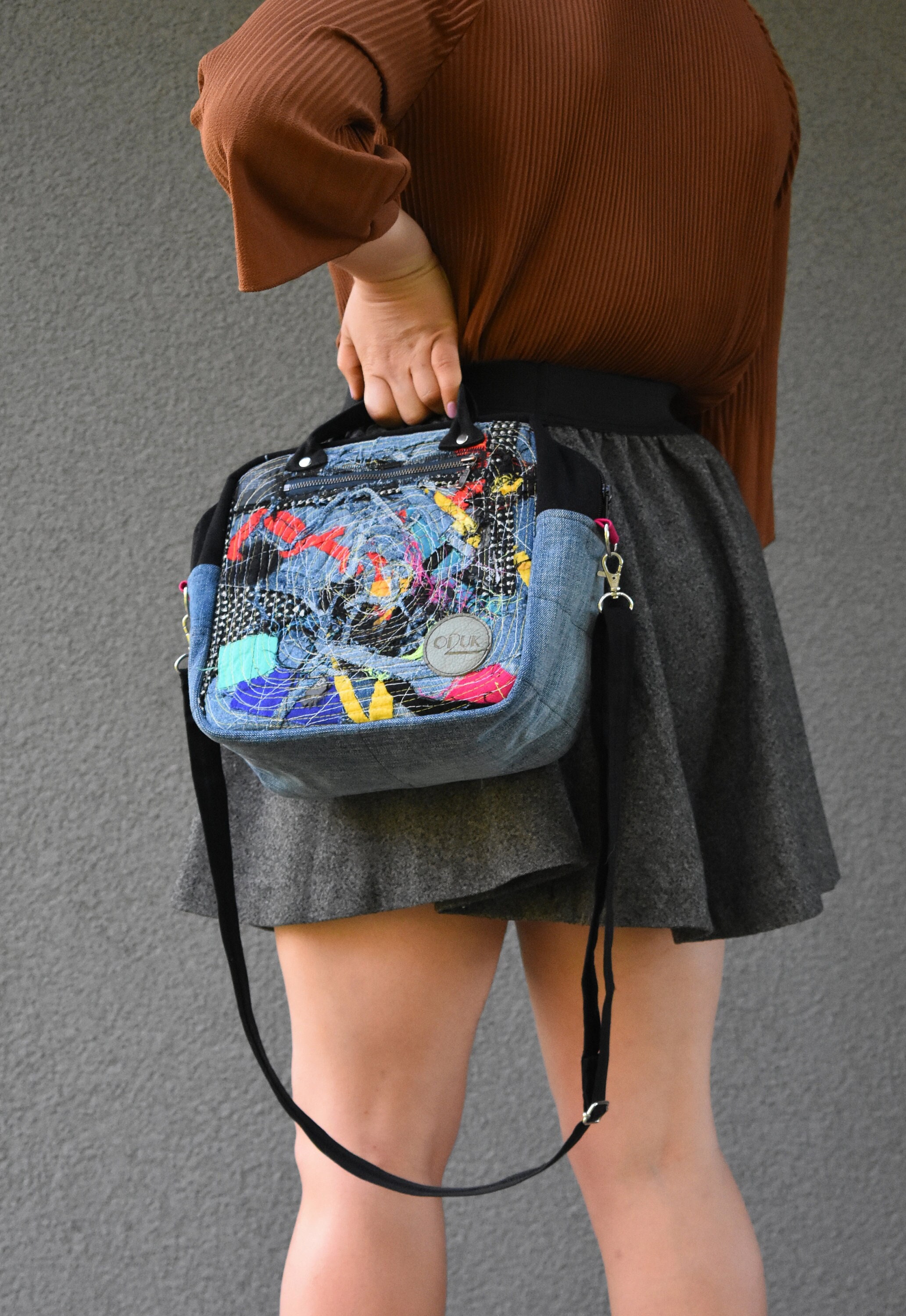 Upcycled Square Shape Purse, Zero Waste Handbag, Sustainable Colorful ...