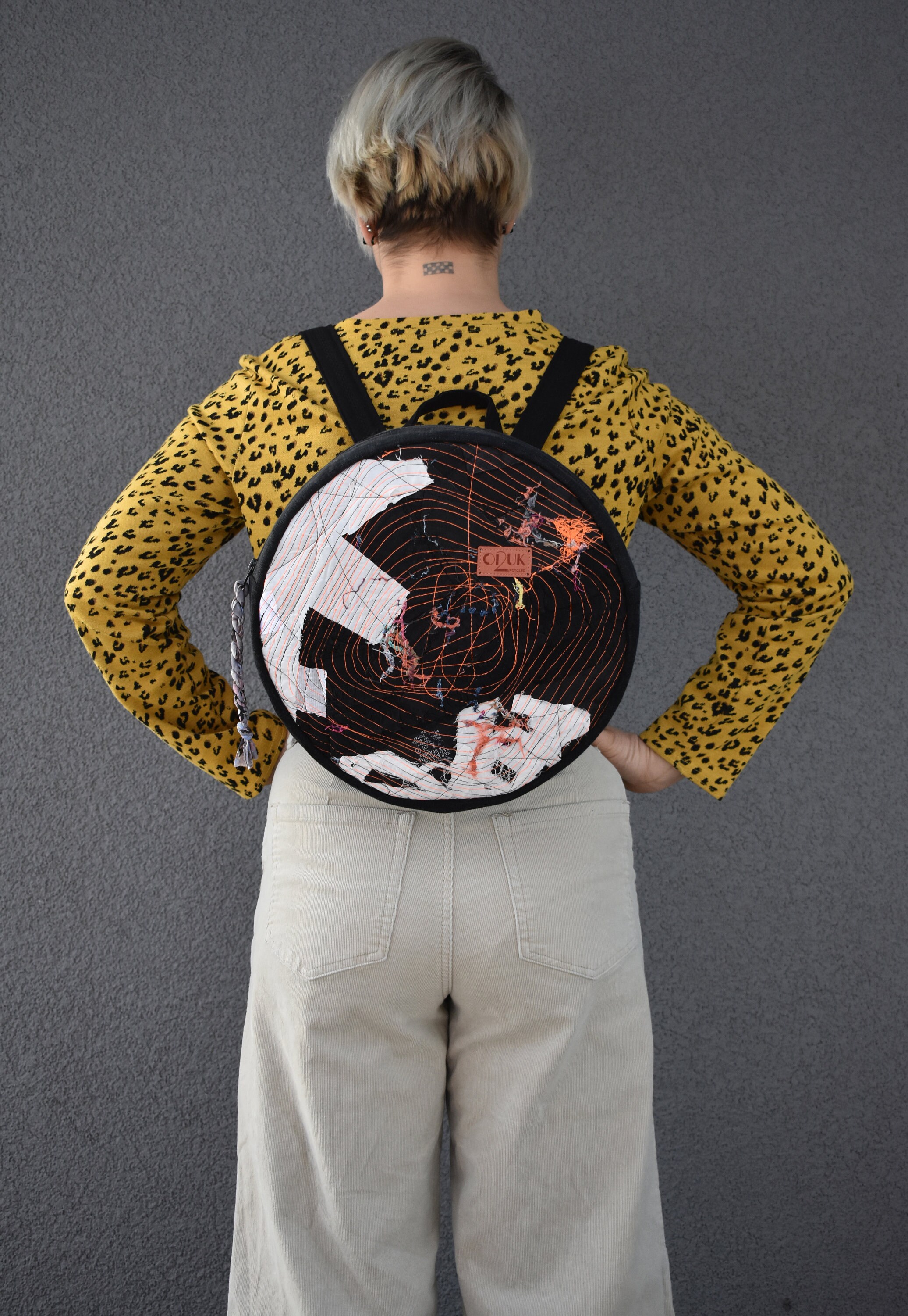 Medium-small Round Backpack Upcycled Backpack Artistic Denim - Etsy