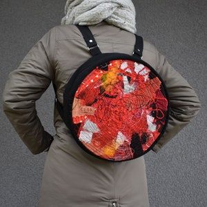 Upcycled Backpack, Sustainable Fabric Backpack, Medium-small Round ...
