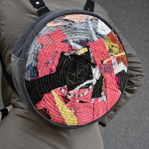 Upcycled Backpack, Sustainable Fabric Backpack, Medium-small Round ...