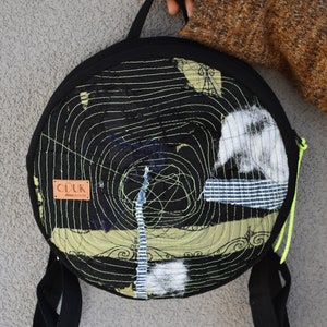 Upcycled Backpack, Sustainable Fabric Backpack, Medium-small Round ...