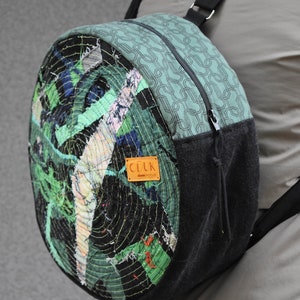Upcycled Backpack, Sustainable Fabric Backpack, Medium-small Round ...