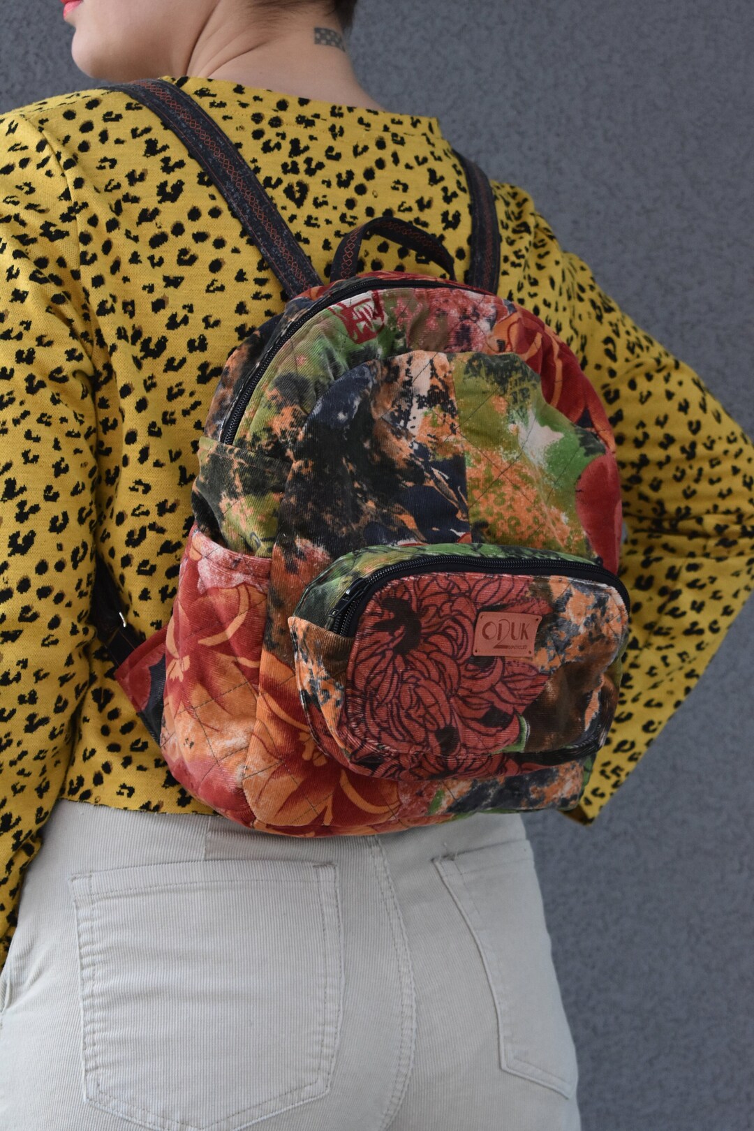 Upcycled Backpack, Medium Fabric Backpack, Ethically Made Shoulder Bag ...