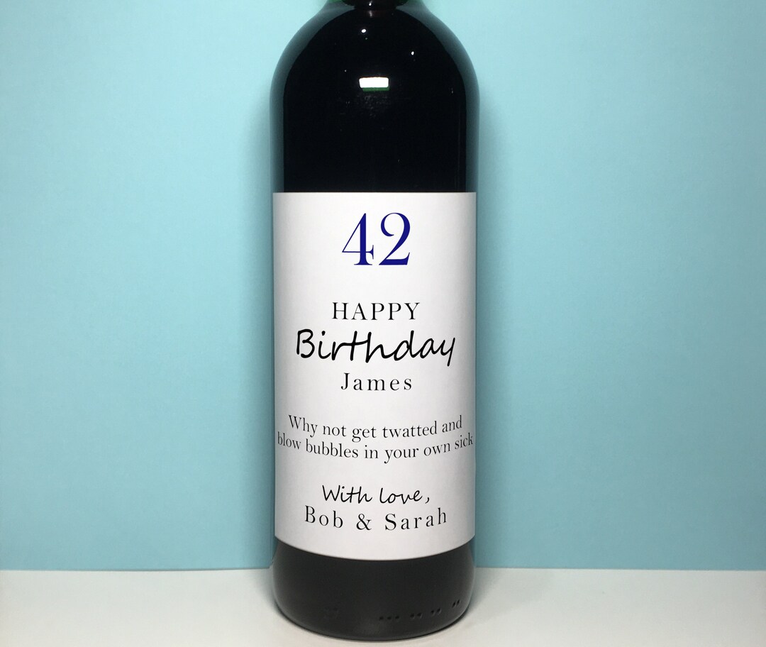 Personalised Funny Birthday Wine Label x2, Birthday Wine Bottle Label ...