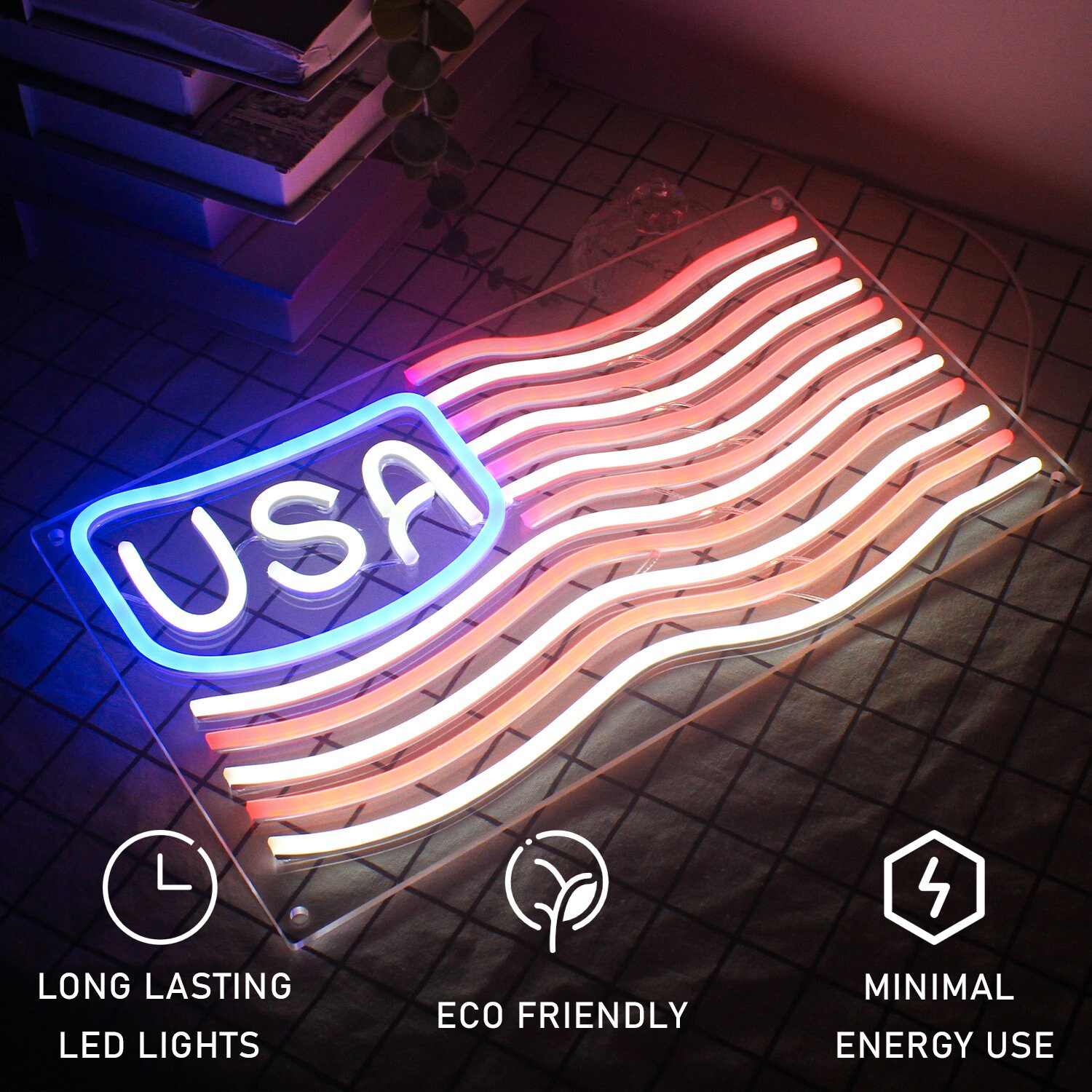 USA American Flag Neon Sign Modern Decor Wall Hanging - Etsy