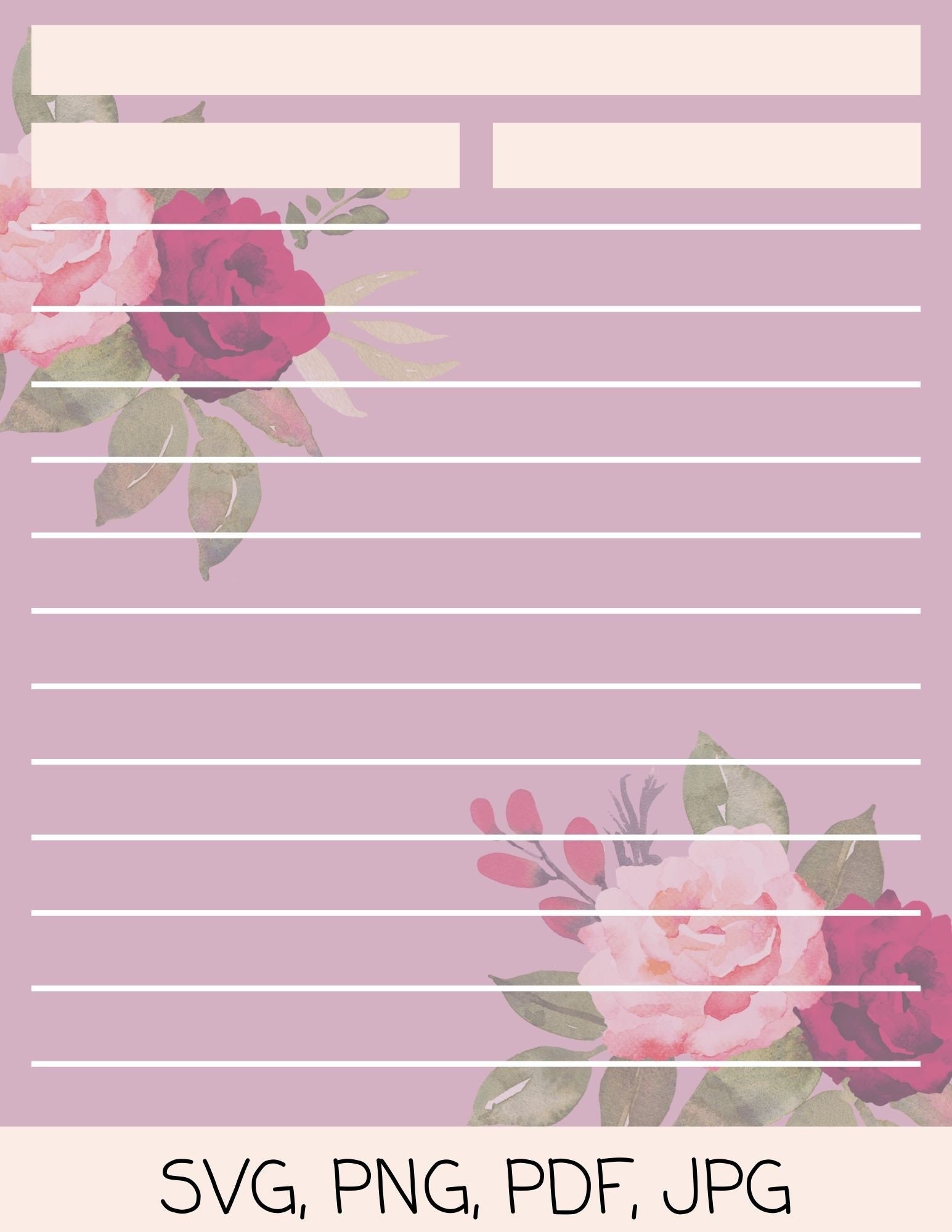 Pink Blank Rose Paper Printable, Digital, Svg, Pdf, Png, Jpg - Etsy