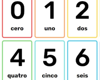 Numbers Bilingual Flashcards 1-40-spanish and English Printable-study ...