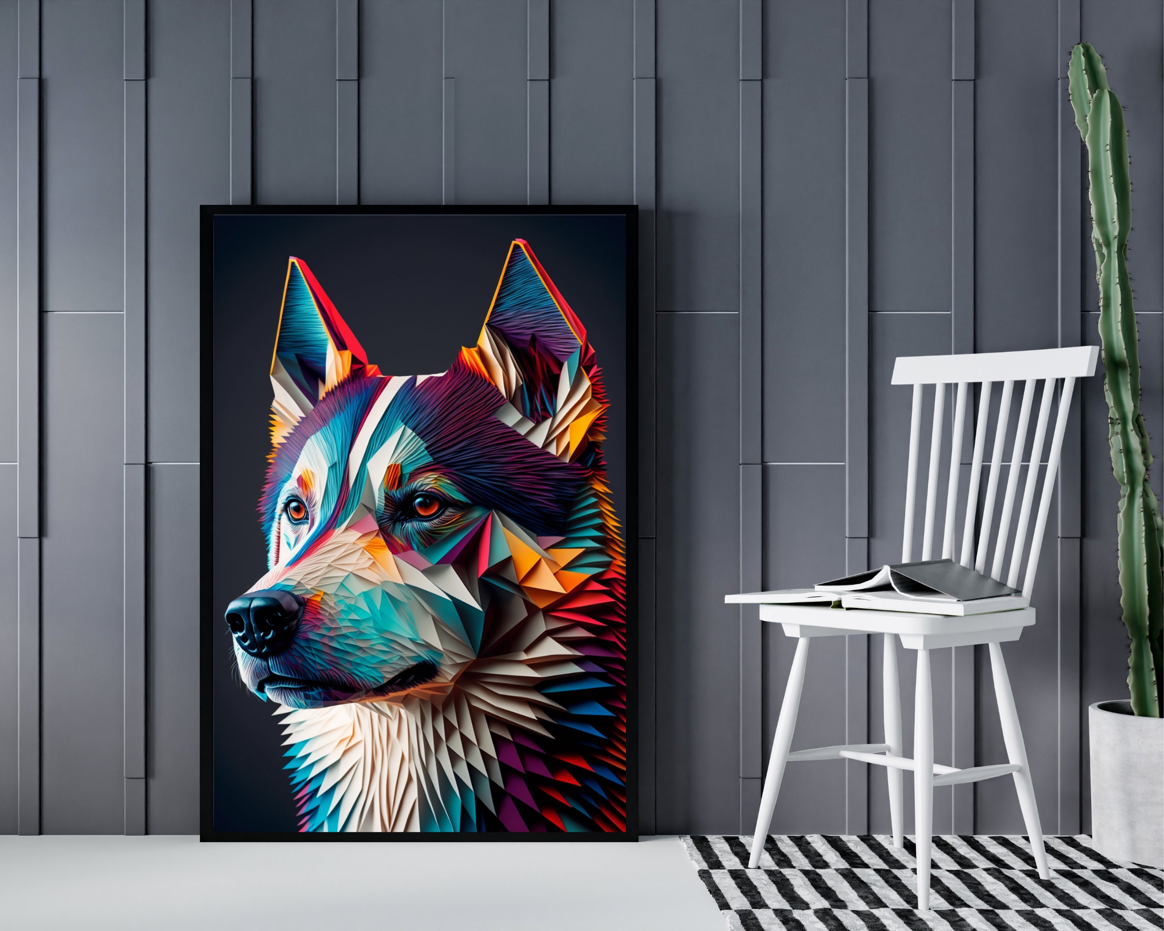Origami Husky Pet Portrait Dog Picture Frame Siberian Husky - Etsy