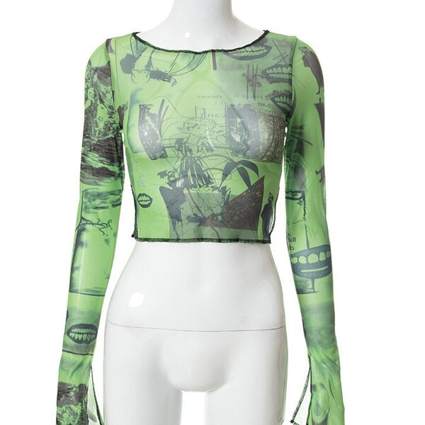 Mesh Printed Top - Etsy