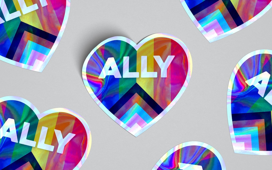 Ally Heart Holographic Sticker—lgbtq+ Support Laminate Sticker for ...