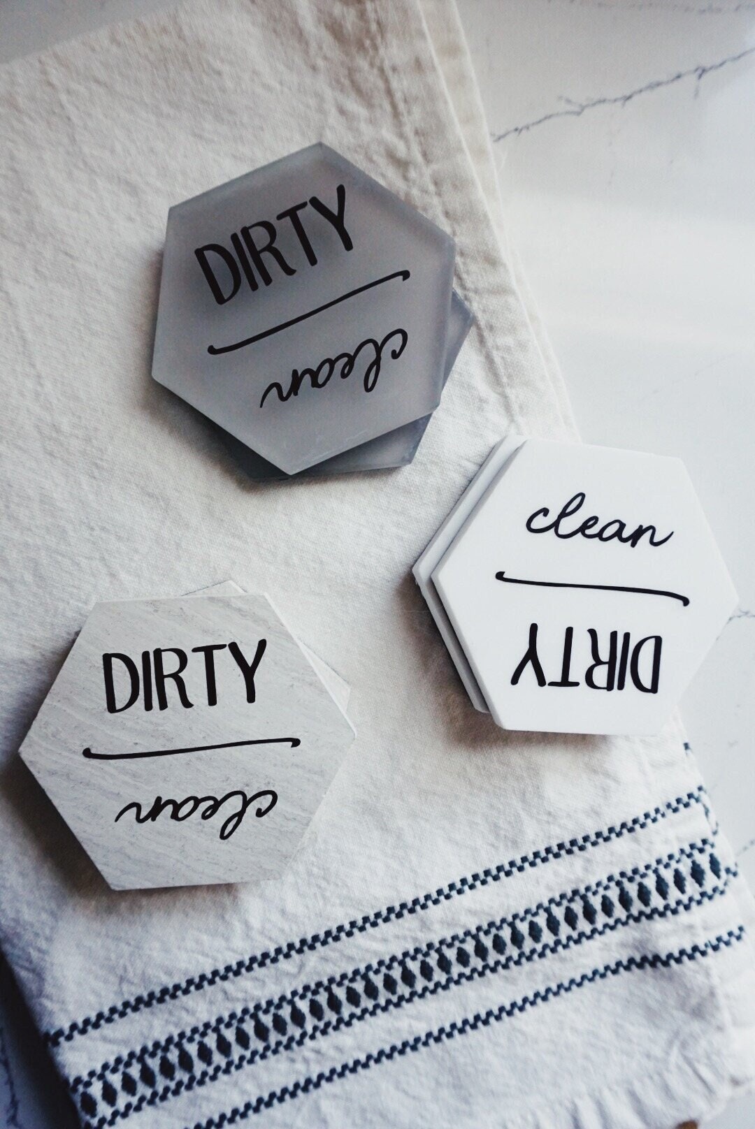 Ceramic Clean Dirty Dishwasher Magnet | Reversible Kitchen Organizing ...