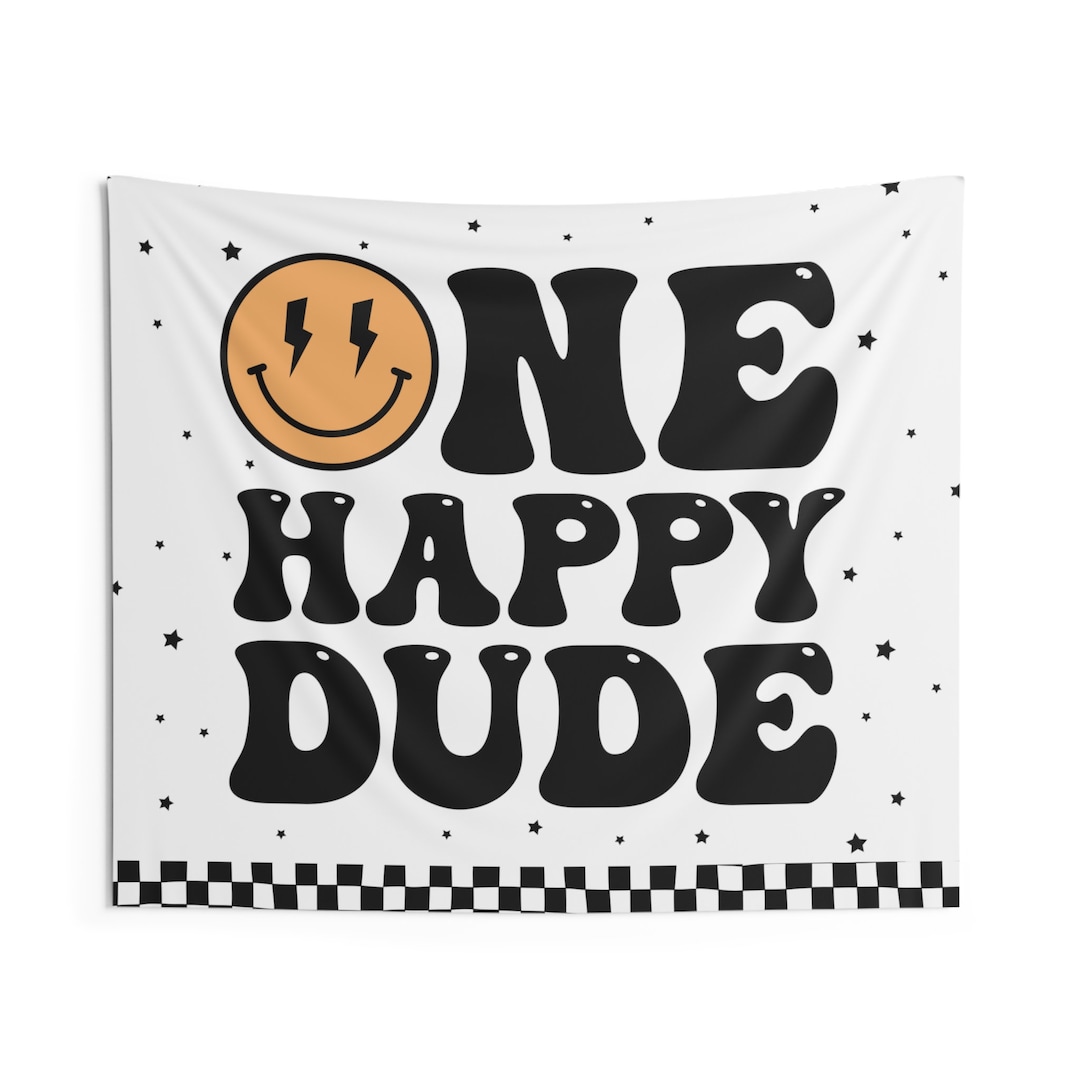 One Happy Dude Backdrop | 1st Birthday Banner | Lightning Bolt Eyes ...