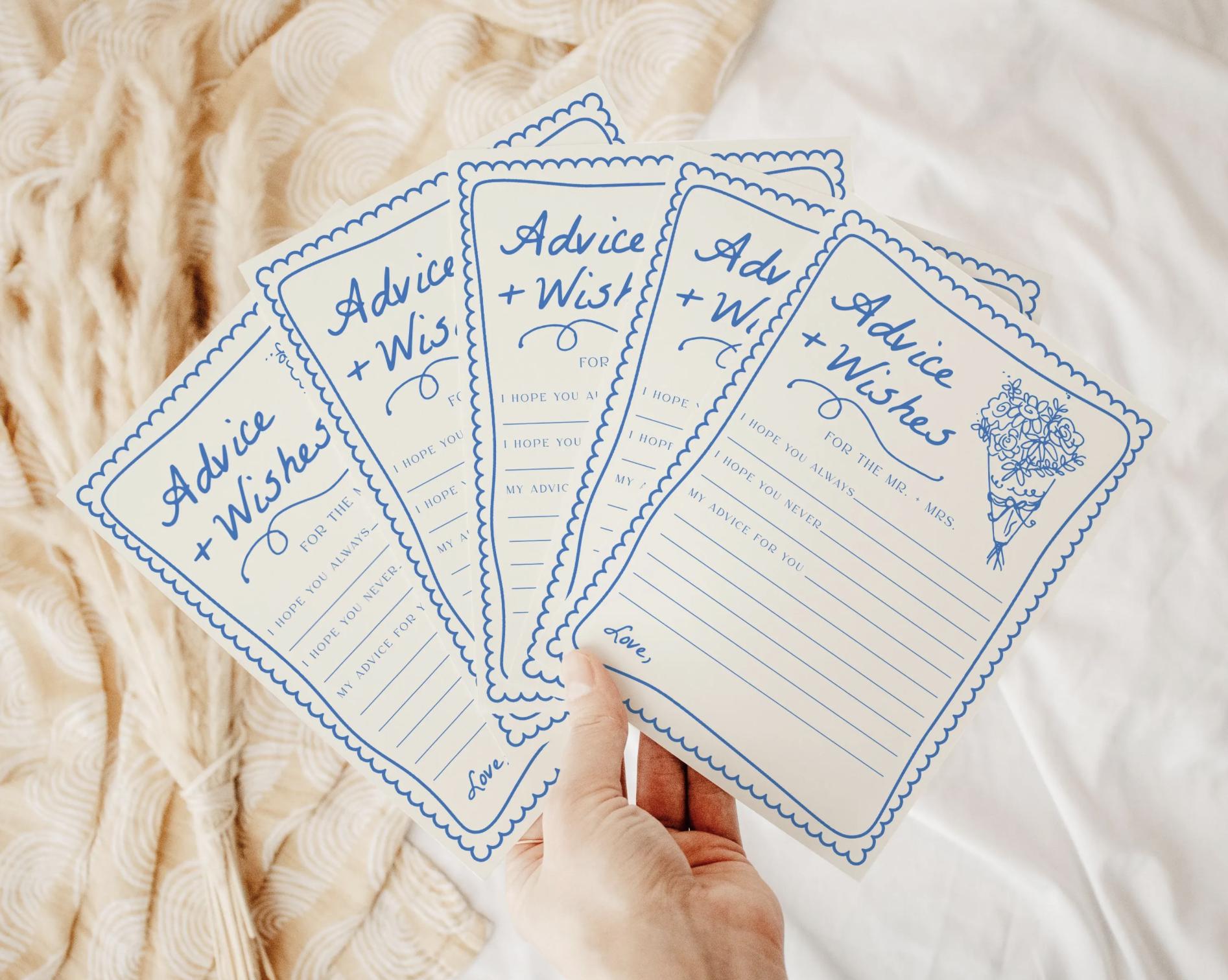 PRINTED + SHIPPED Advice & Wishes Card for Fresh off the Market Bridal ...