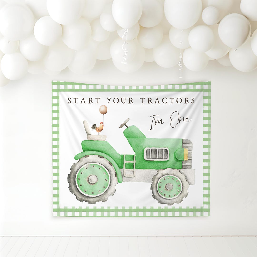 Tractor Birthday Backdrop | Start Your Tractors 1st Birthday Party ...