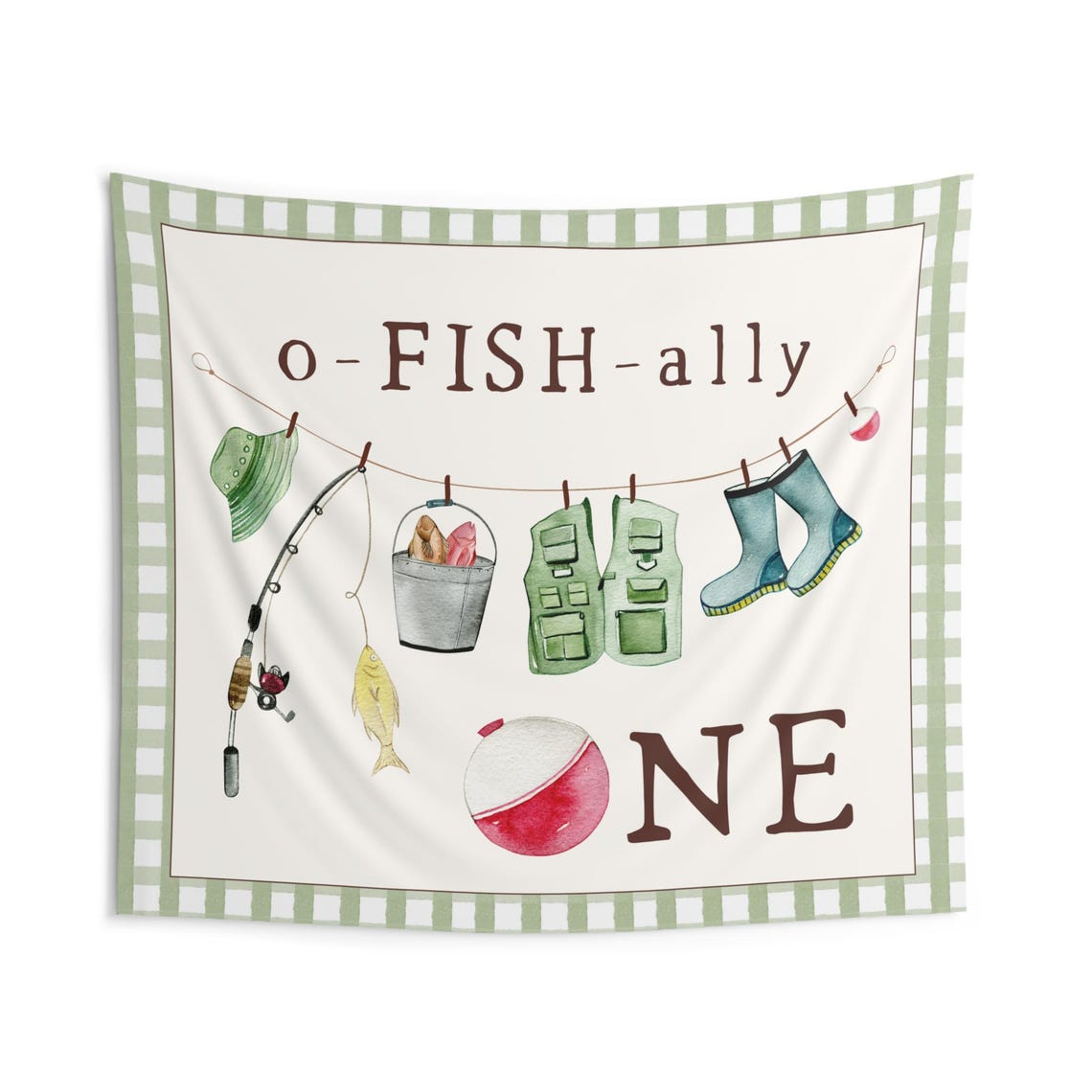 O-fish-ally ONE Birthday Backdrop | Fishing Birthday Fabric Banner ...
