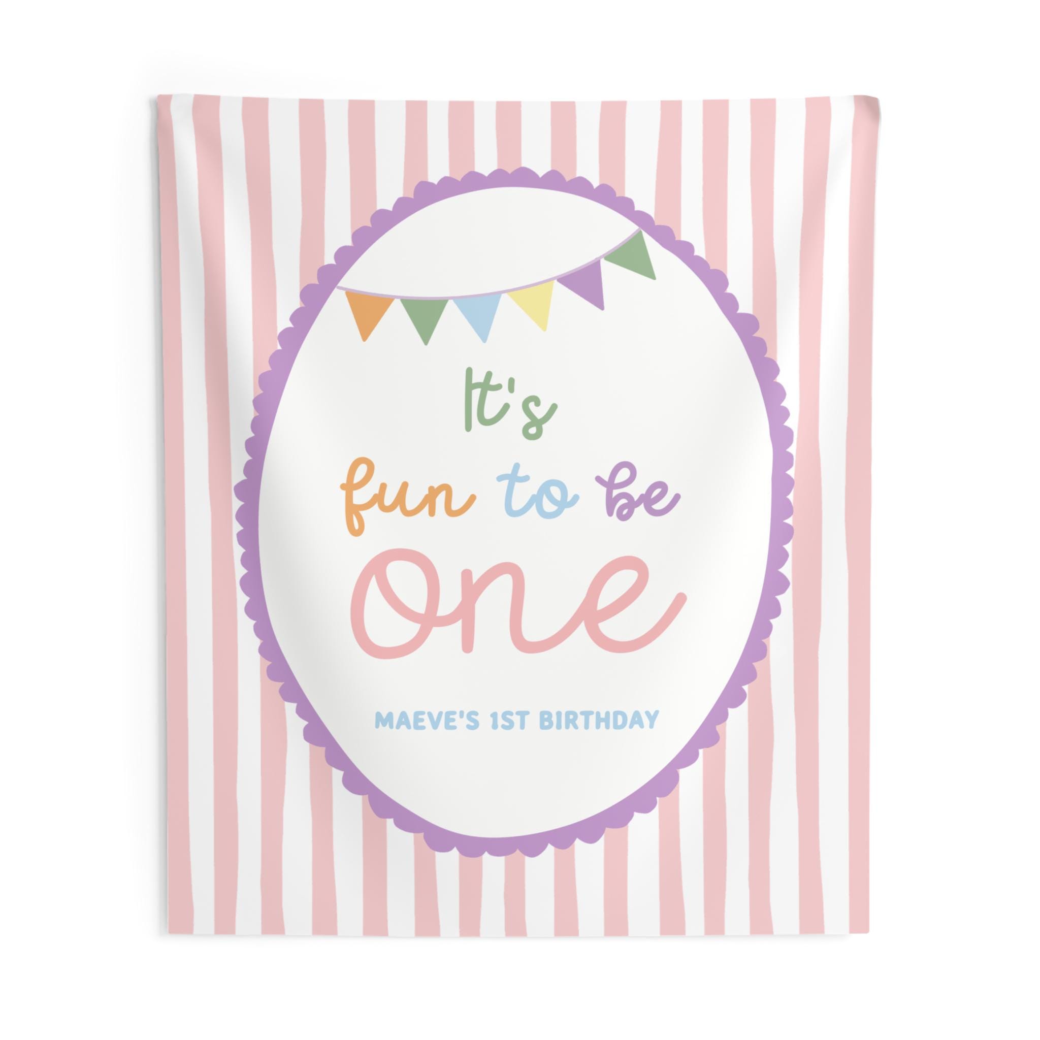 It's Fun to Be One Birthday Backdrop - Personalized 1st Birthday Theme ...
