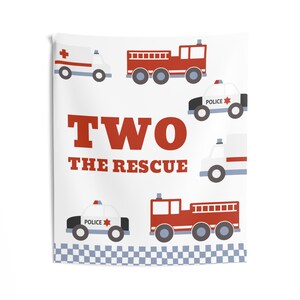 Two the Rescue Birthday Backdrop | Emergency Vehicle Birthday Party ...