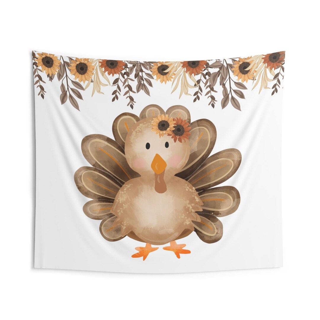 Our Little Turkey is ONE Birthday Backdrop Thanksgiving Turkey Birthday ...