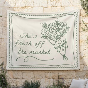 Fresh off the Market Backdrop | Green Hand Drawn Farmer's Market Bridal ...