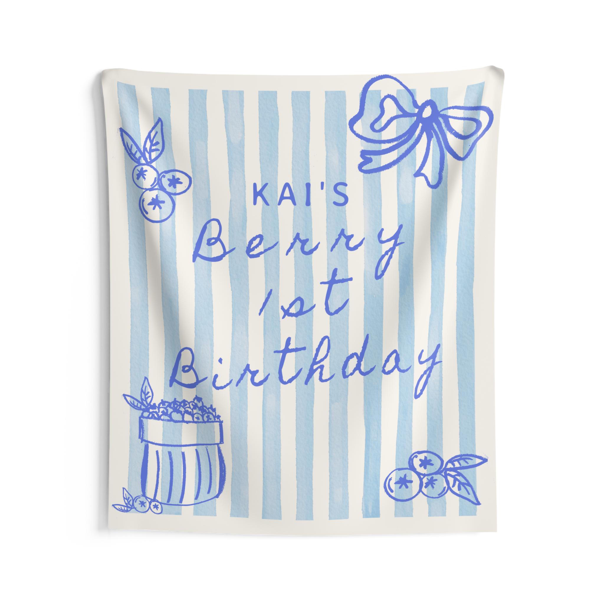Blueberry 1st Birthday Backdrop | Berry Birthday Party Large Fabric ...