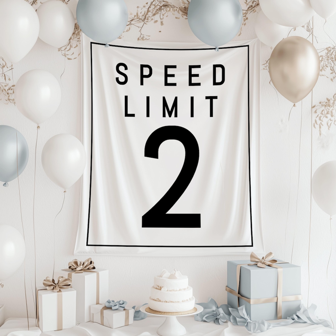 Speed Limit 2 Birthday Backdrop | Race Car Banner 2nd Birthday | TWO ...