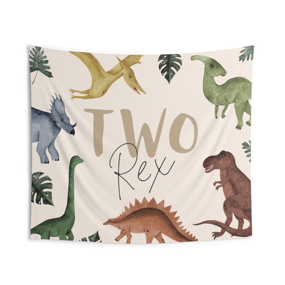 Dinosaur 2nd Birthday Backdrop Dino TWO Rex Birthday Party Decor Stomp ...