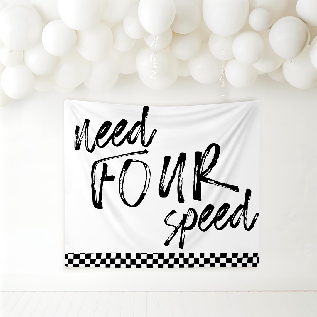 Need FOUR Speed Birthday Backdrop | Need 4 Speed 4th Birthday Banner ...