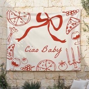 Ciao Baby Backdrop | Hand Drawn Italian Pizza Baby Shower Decor | Pizza ...