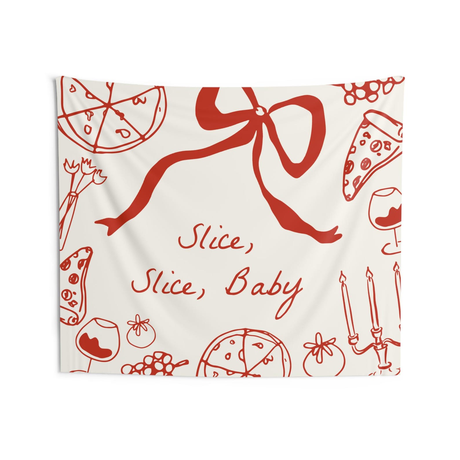 Slice Slice Baby Backdrop | Hand Drawn Italian Pizza Baby Shower Fabric ...