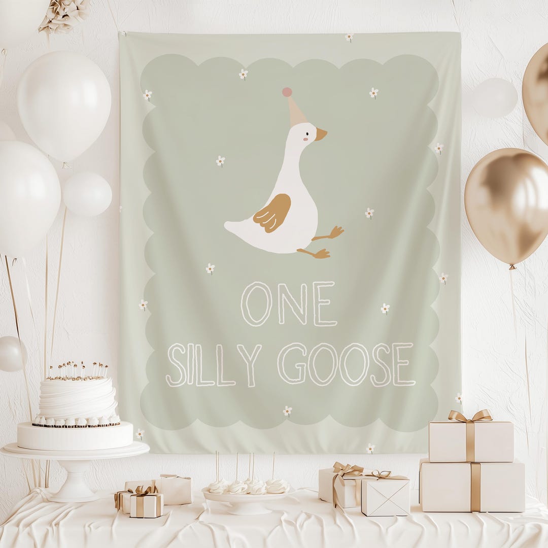 One Silly Goose Birthday Backdrop | One Silly Goose 1st Birthday Party ...