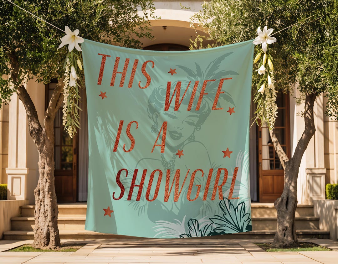 This Wife is a Showgirl Backdrop | Showgirl Bachelorette Party Fabric ...