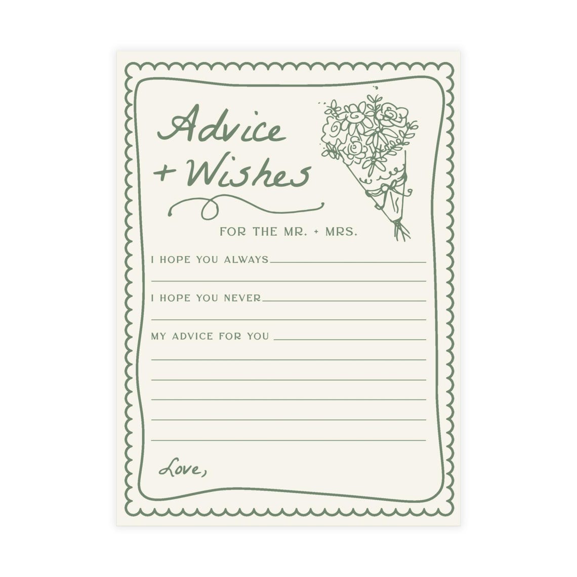 PRINTED + SHIPPED Advice & Wishes Card for Fresh off the Market Bridal ...