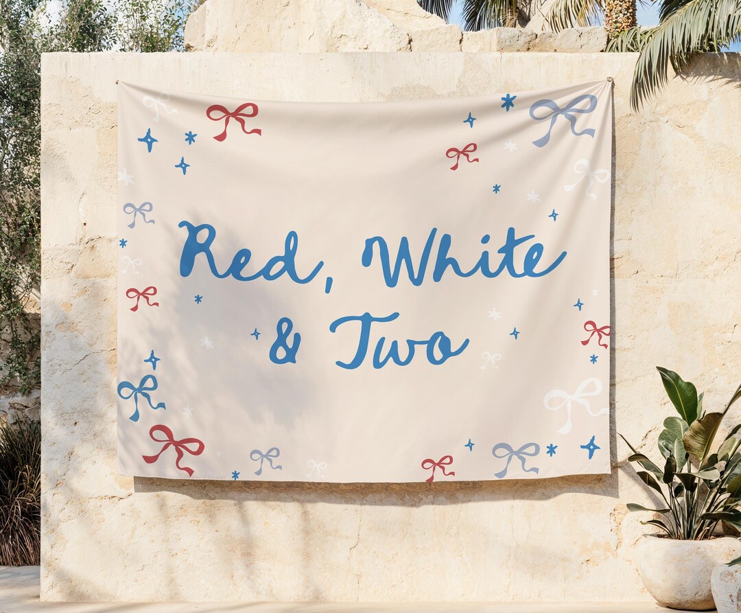 Red, White and Two Birthday Party Backdrop | 4th of July 2nd Birthday ...
