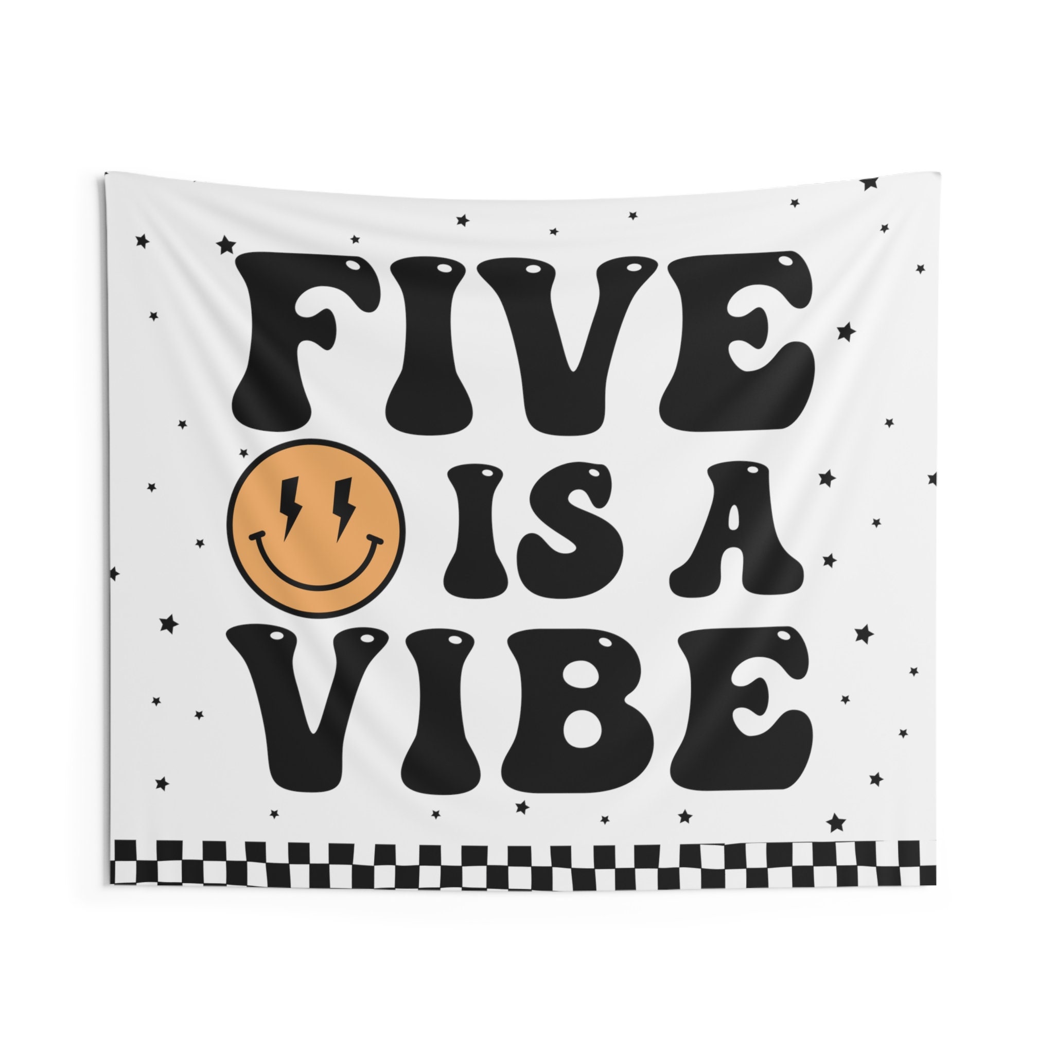 Five is a Vibe Backdrop | 5th Birthday Banner | Lightning Bolt Eyes ...