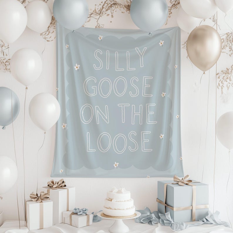 Silly Goose on the Loose Birthday Backdrop | One Silly Goose 1st ...